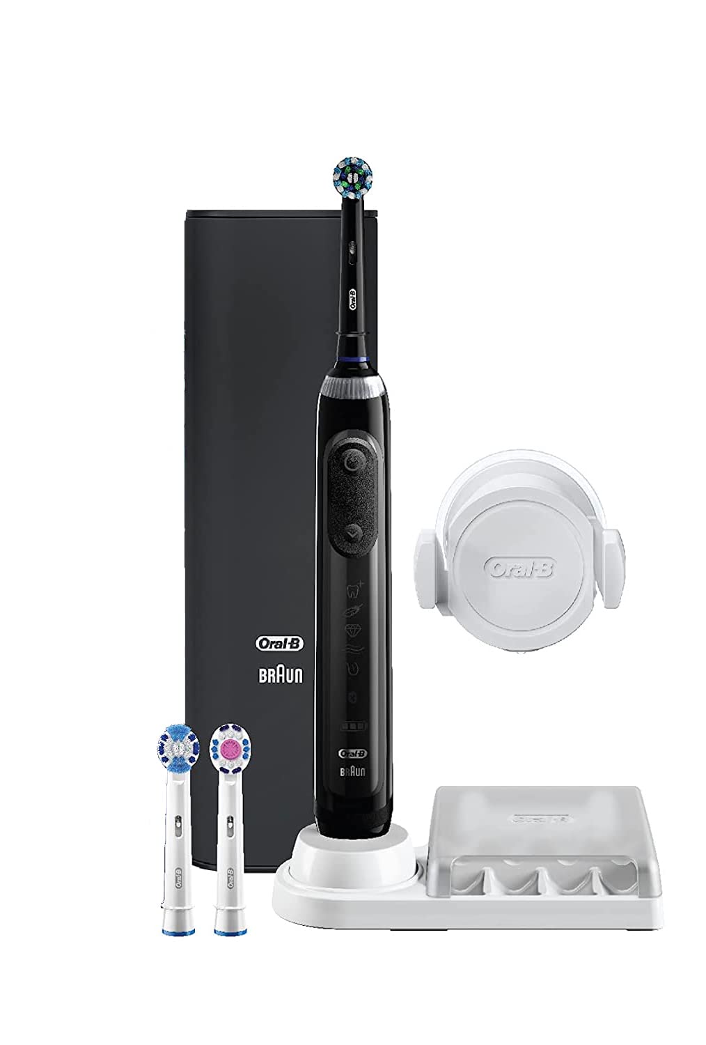 Oral-B Genius 8000 Rechargeable Electric Toothbrush, Long-Lasting Battery, 6 Brushing Modes, Visible Pressure Sensor, ADA Accepted, Travel Case Charges Brush and Smartphone, Bluetooth Connectivity