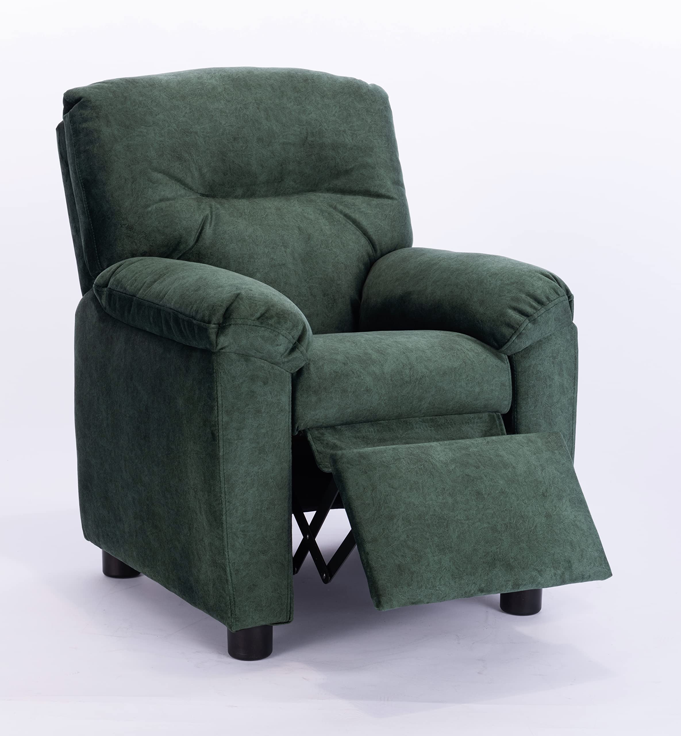 Q-Max Modern Sofa Chair with Pillow Top Armrest and Footrest, Green Finish Children Recliner