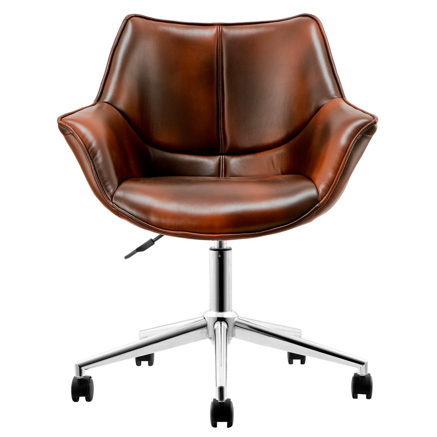 ovios Office Chair,Leather Computer Chair for Home Office or Conference.Swivel Desk Chair with Chrome Base and Arms. (Leather & Suede)