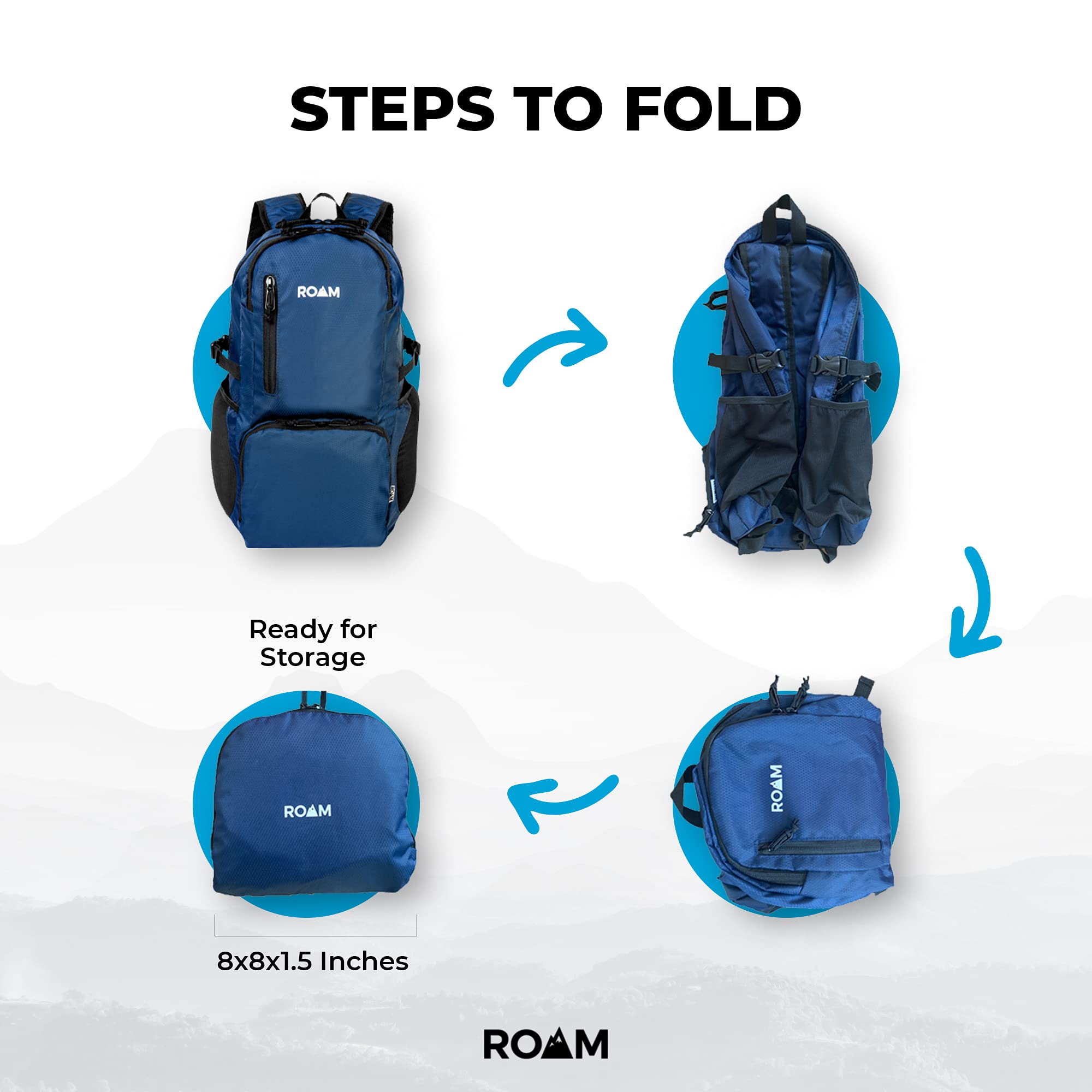Roam 25L Hiking Daypack, Lightweight Packable Backpack, Rainproof, for Travel, Camping, Foldable, Durable, Water Resistant Ultra Light - Neon Yellow