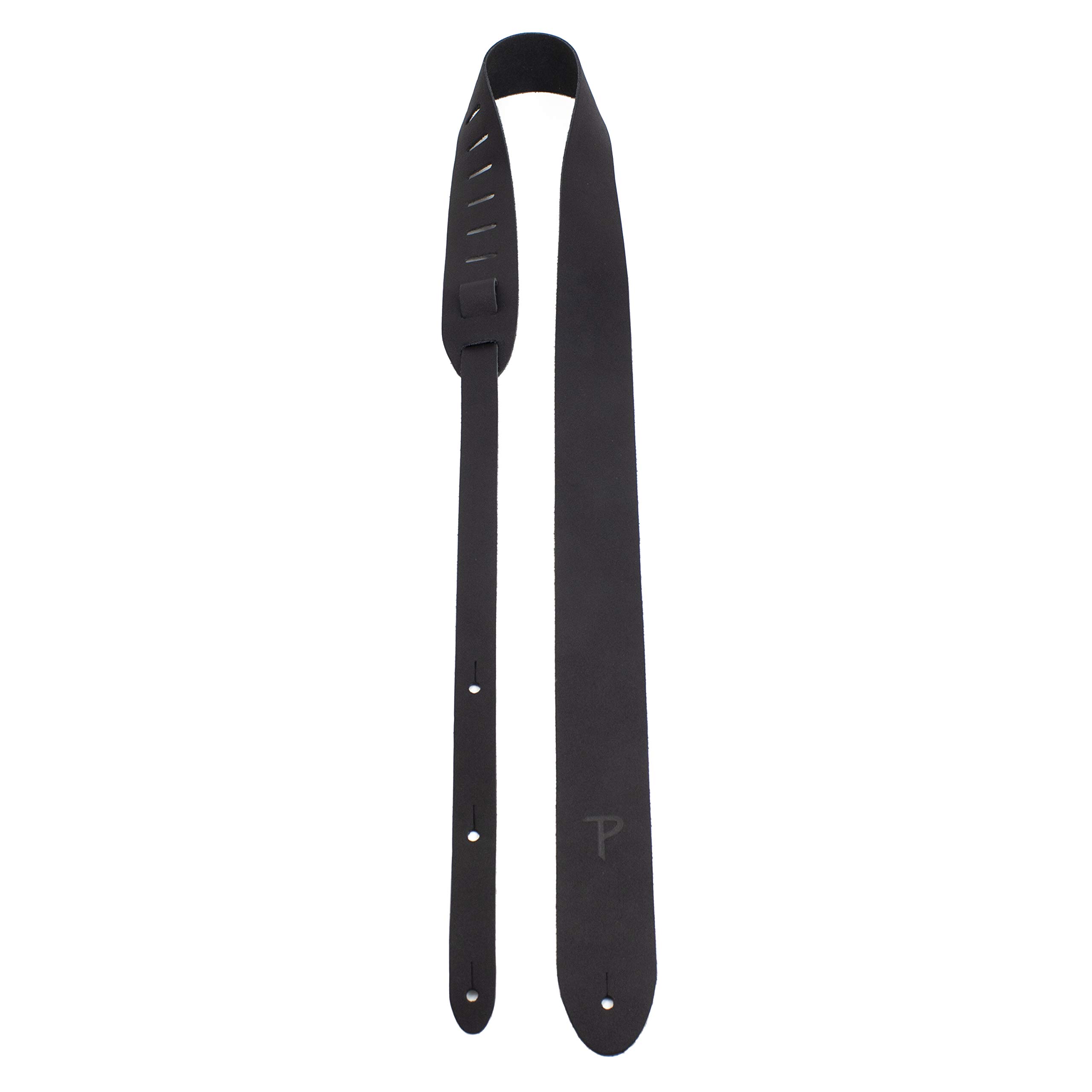 Perri's Leathers Ltd. - Buffalo Leather Guitar Strap - Adjustable Strap From 41″ to 56″ for Electric, Acoustic, Bass Guitar - for Kids & Adults - Black (B20-177)
