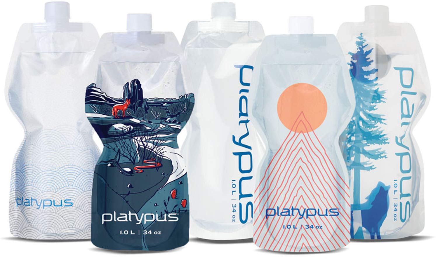Platypus SoftBottle Flexible Water Bottle with Closure Cap, Gray, 0.5-Liter