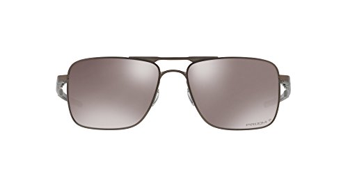 Oakley Men's Oo6038 Gauge 6 Titanium Square Sunglasses, Pewter/Prizm Black Polarized, 57 mm