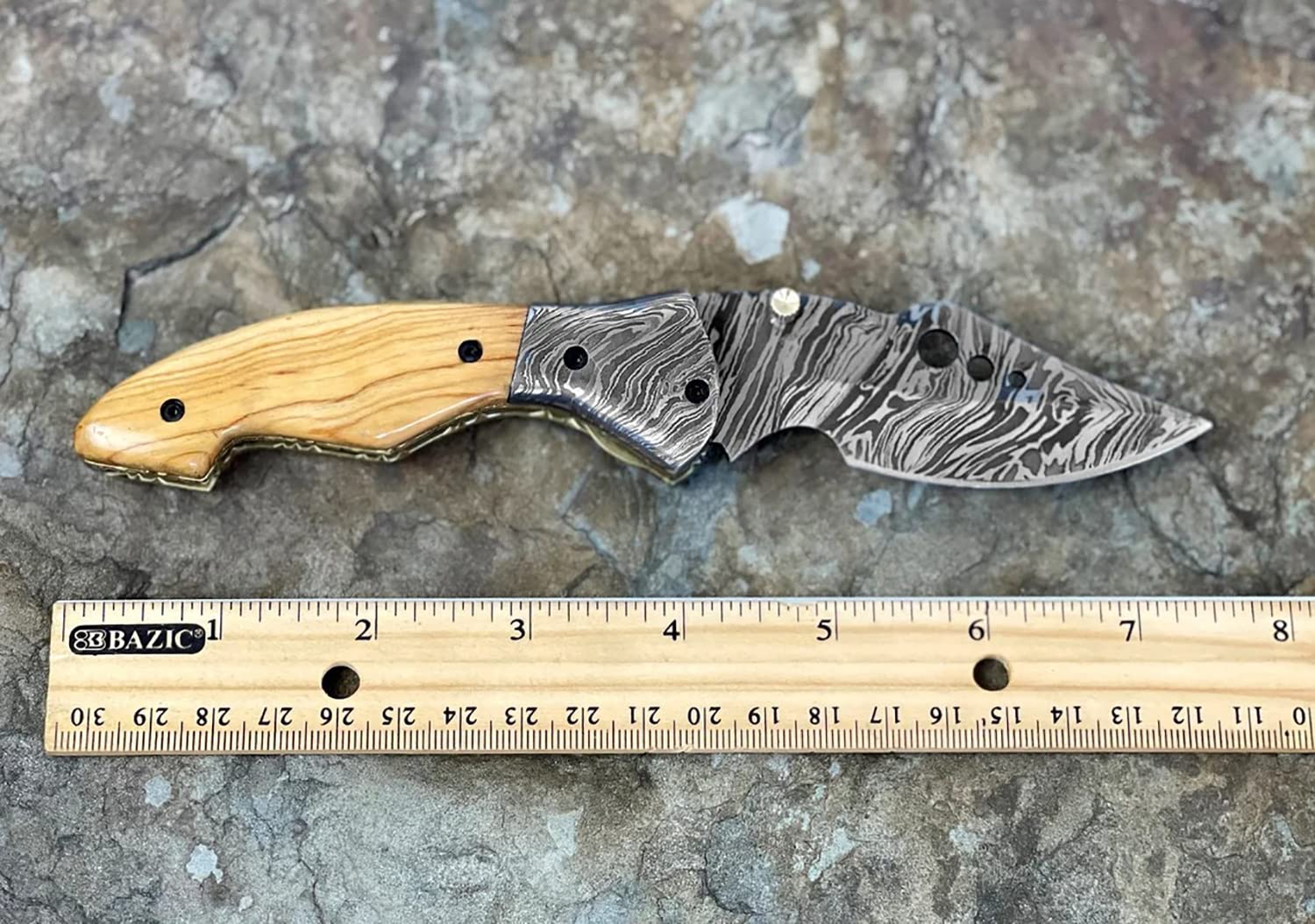 Personalized Engraved Pocket Knife With Wood Handle - 7.5" Handmade Gift Folding Knife For Men With Leather Sheath - Ideal Gift for Any Occasion, Especially as a Birthday or Father's Day Gift