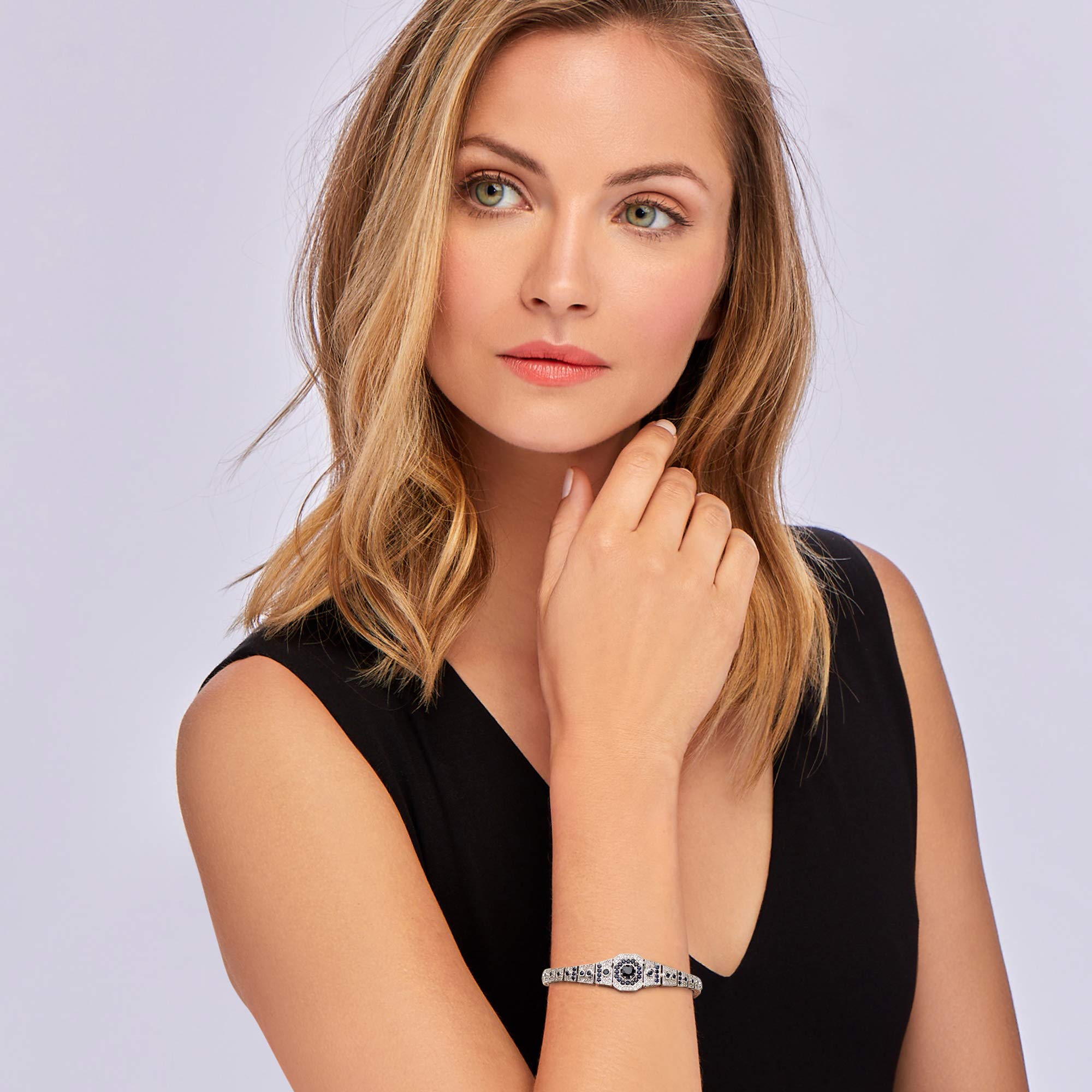 Ross-Simons 2.60 ct. t.w. Sapphire and .95 ct. t.w. Diamond Bracelet in Sterling Silver. 8 inches