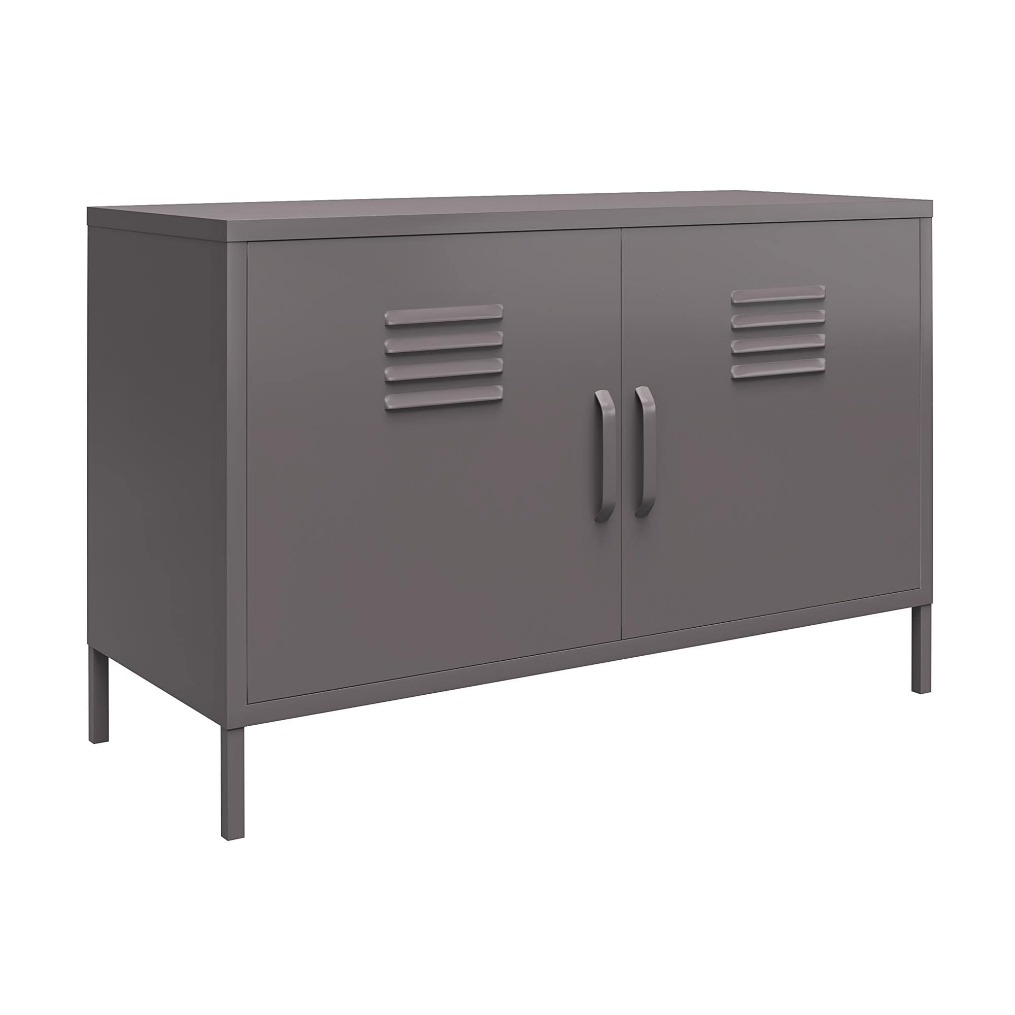 REALROOMS Bentley 2 Door Metal Locker Accent Cabinet, Graphite Gray