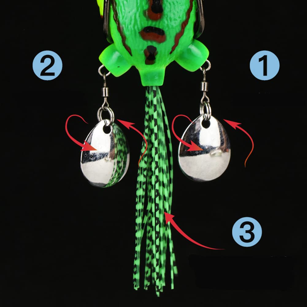 Topwater Frog Lures, Hollow Body Silicone Soft Frog Lure, Sequins Weedless Topwater Lures, Topwater Frog Crankbait Tackle No. 3 Color