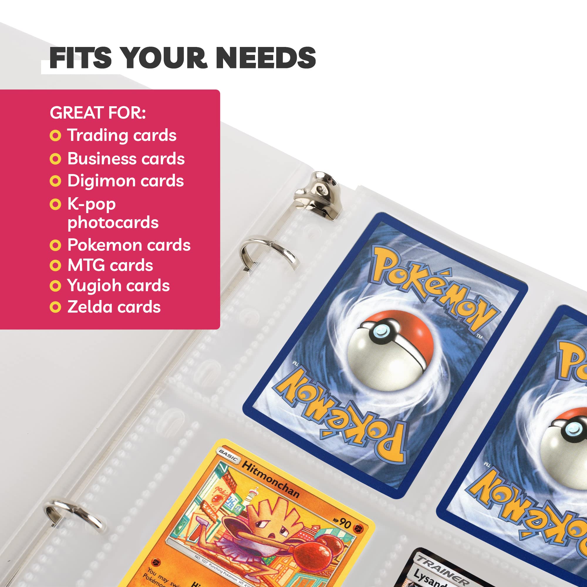 Trading Card Sleeves 9 Pocket for 900 Trading Cards 3.5 x 2.5" (100 Pack)
