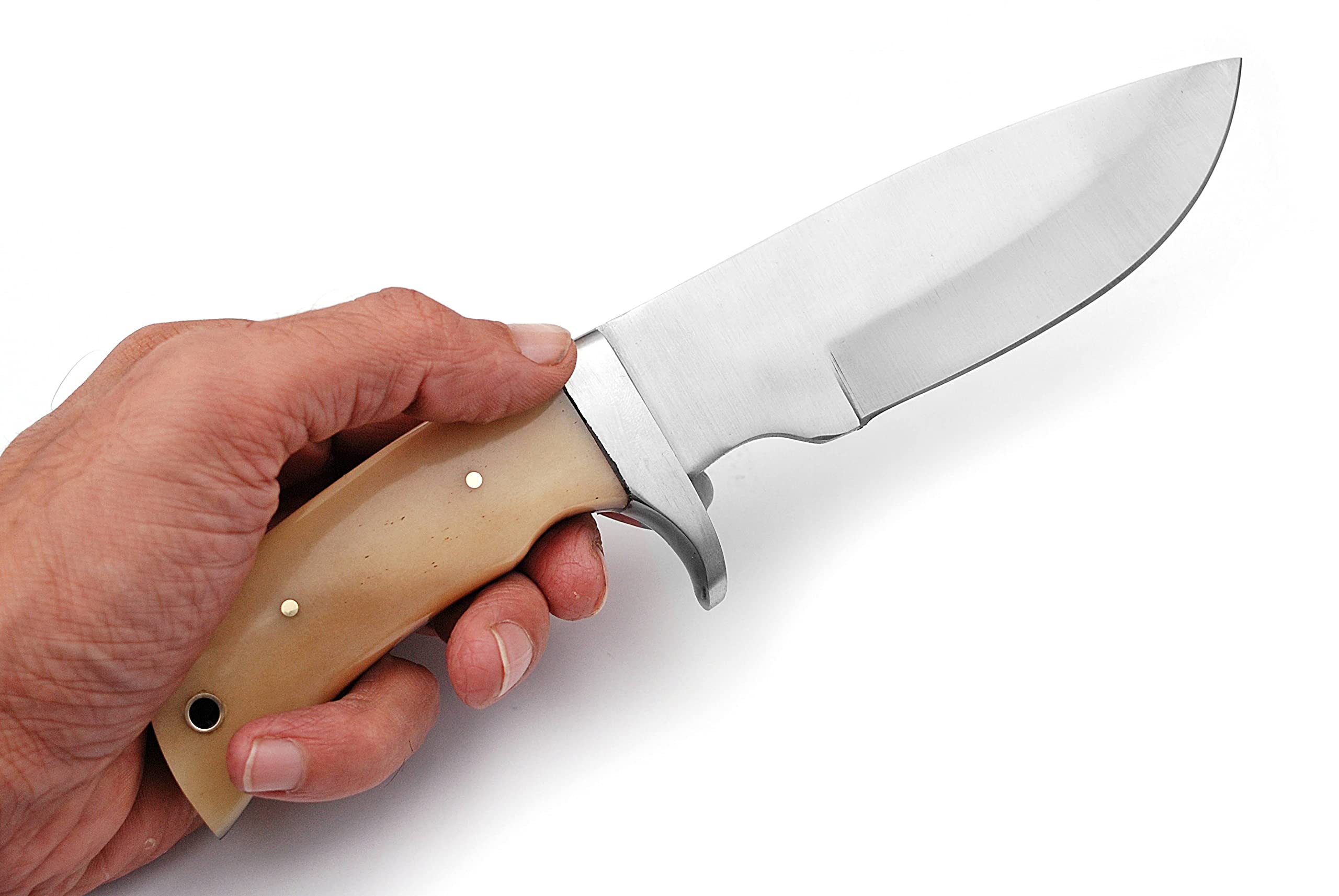 The Blade Point Bushcraft Fixed Blade Hunting Knife - Outdoor Camping Survival EDC Knives, Carbon Steel Chef Knife Camel Bone Handle with Leather Sheath (Camel Bone)