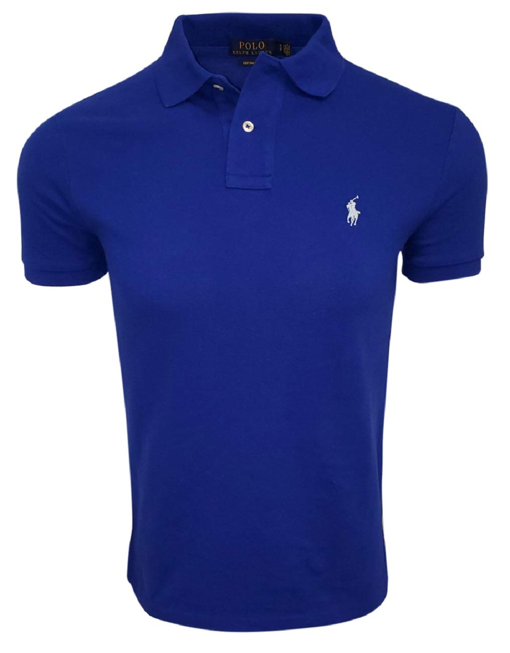 Polo Ralph Lauren Mens Custom Slim Fit Mesh Polo Shirt (Large, Royal Blue (Light Blue Pony))