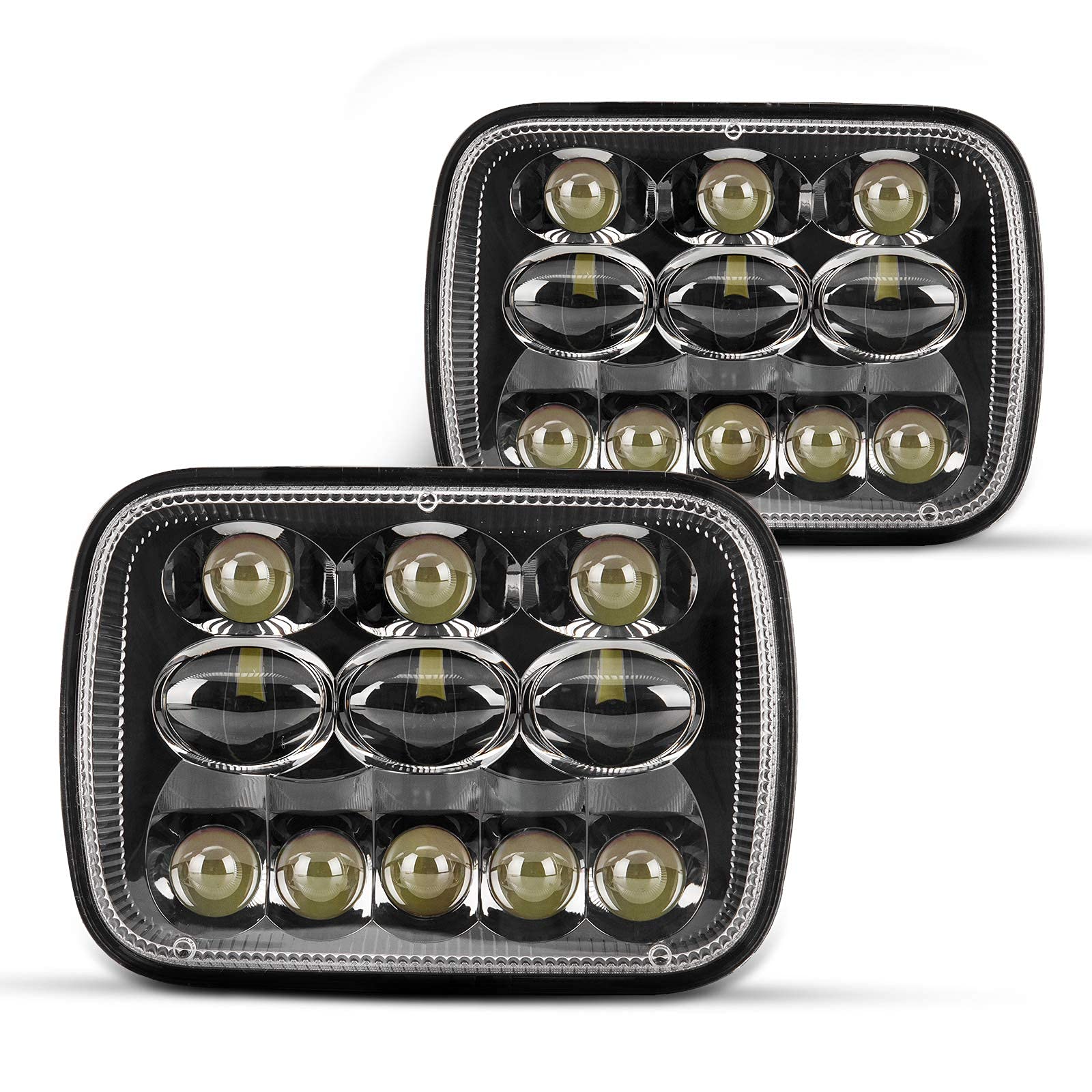 Torchbeam 7x6 5x7 Led Headlights 300% Brighter Upgraded Led Sealed Beam Headlamps with High Low Beam H6054 6054 Led Headlights Replacement for YJ Cherokee XJ Savana Truck with H4 Adapters