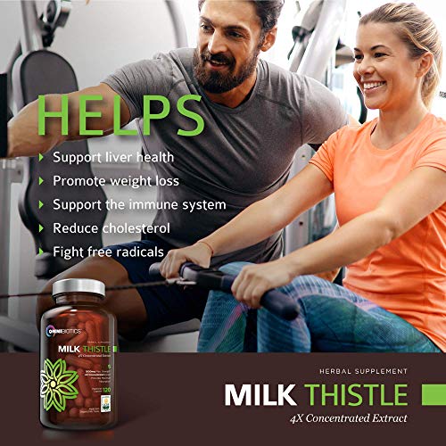 Organic Milk Thistle Capsules, 1500mg 4X Concentrated Extract with Silymarin is The Strongest Milk Thistle Supplement Available. Great for Liver Cleanse! 120 Vegetarian Capsules