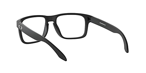 Oakley Men's Ox8156 Holbrook Rx Square Prescription Eyeglass Frames, Satin Black Silver Icon/Demo Lens, 54 mm