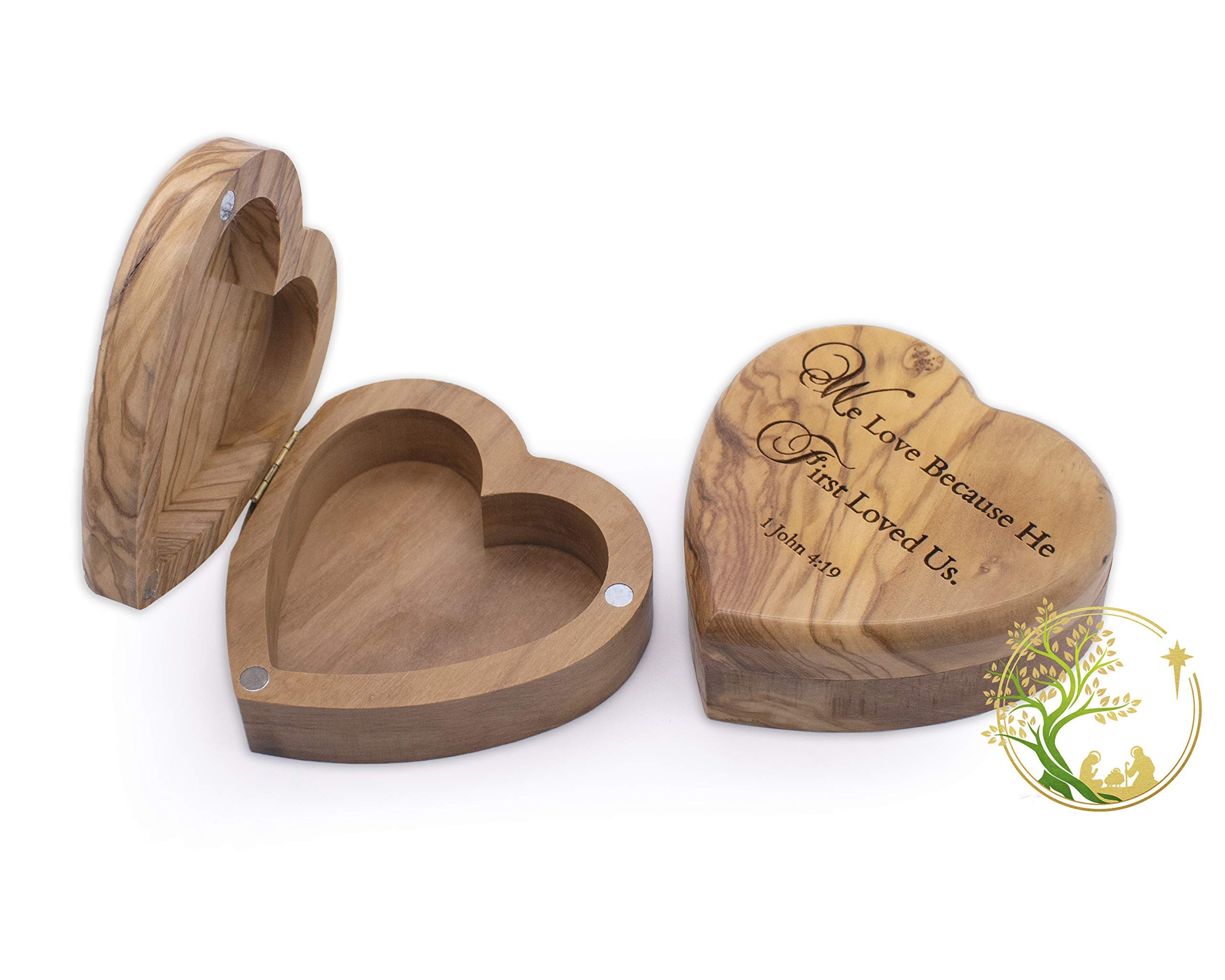 Personalized Heart Box | Customized Any Message wooden rosary box - Religious gift for Baptism Confirmation communion | Keepsake trinket box