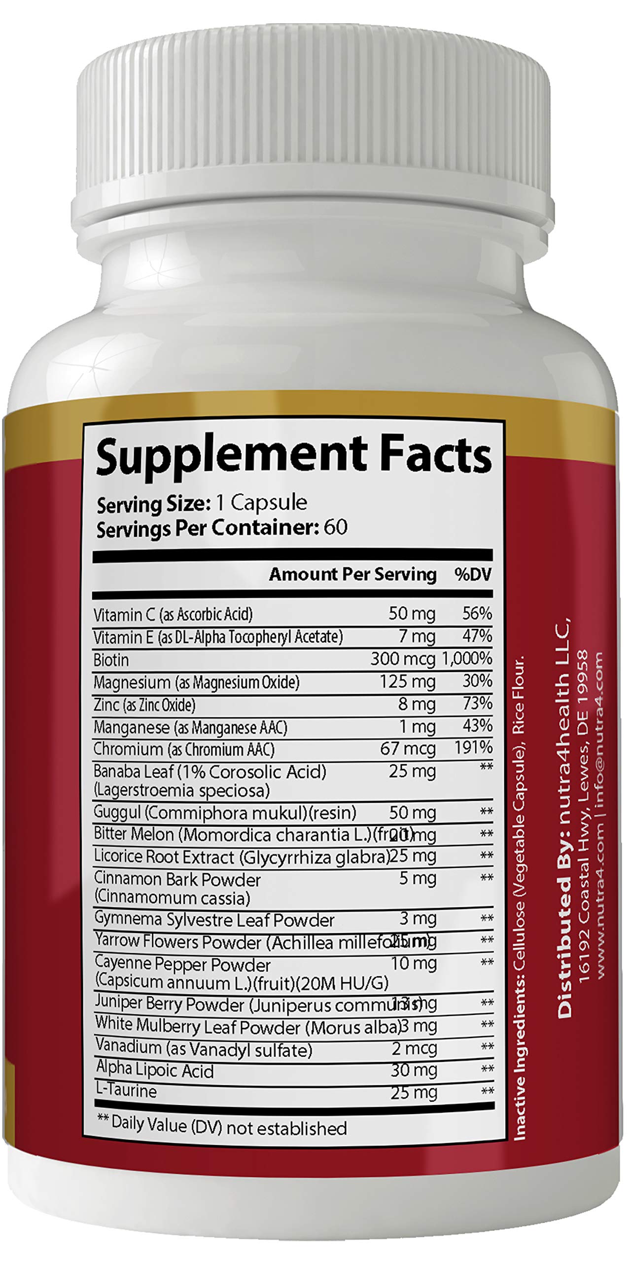 Reversirol Supplement - 20 Herbs & Multivitamin Pills with Alpha Lipoic Acid & Cinnamon, 60 Capsules