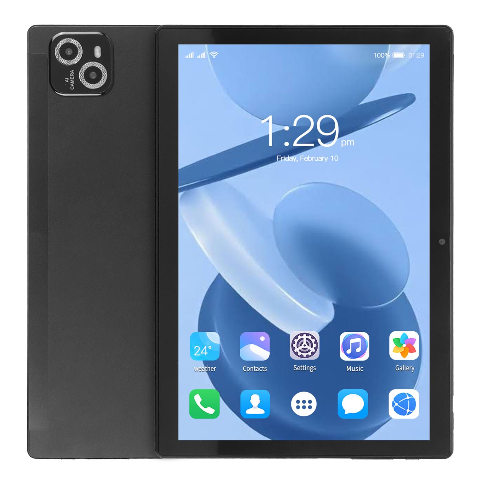 Sanpyl 10.1 Inch 2 in 1 Tablet, 8GB RAM 256GB ROM, Front 8MP Rear 16MP Tablet with Case Keyboard,12, 100-240V Black (US Plug)