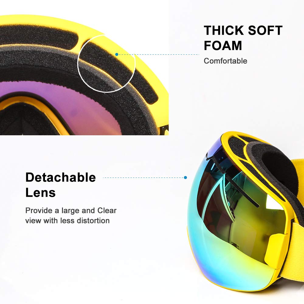 ROGSFN Ski Goggles for Men Womens & Youth Skiing Frameless 100% UV Protection,ski Snowboard Goggles