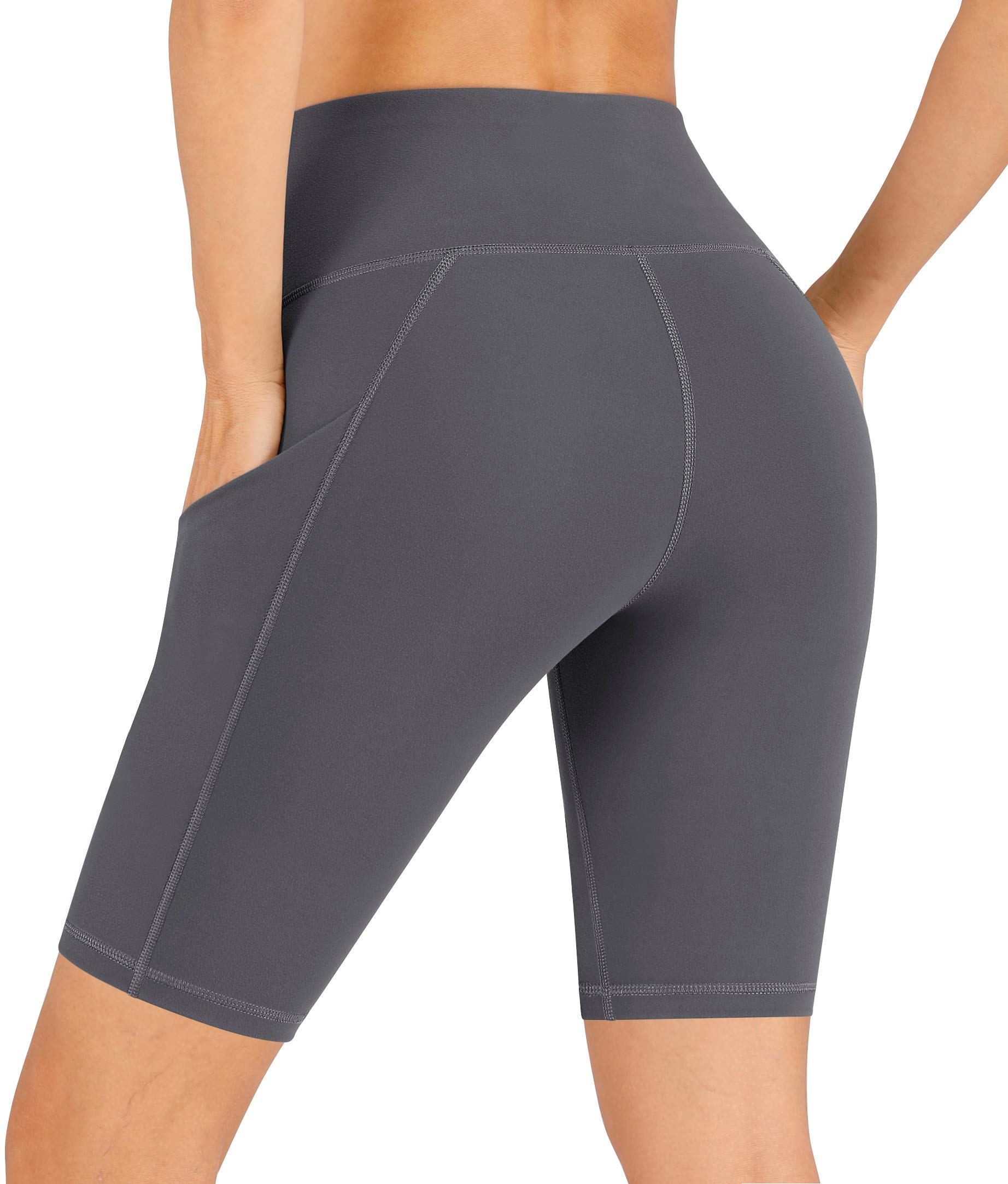 TOREEL 2 Pack Biker Shorts Women with Pockets 8" High Waisted Tummy Control Workout Shorts for Women Spandex Compression Exercise Shorts