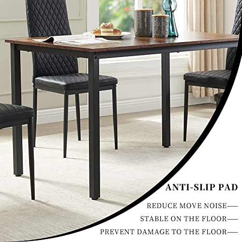 Otnqu 5Pcs Dining Table Set,Kitchen Table with 4 Chairs,MDF Tabletop and PU Leather Chair,Modern Dinner Table for Kitchen,Dining Room,Dinette,Office Meeting Table(Table & Chair Sets
