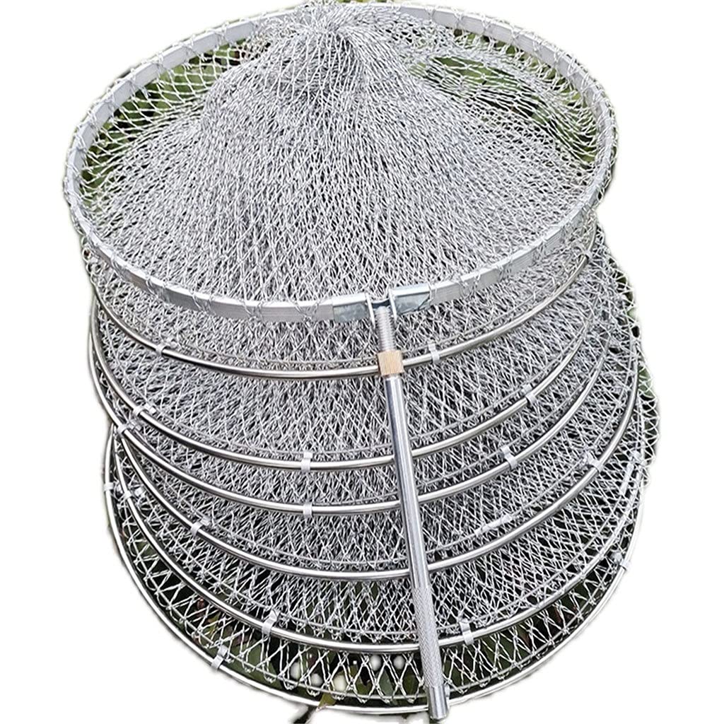ZLVWB Fishing Net Handmade Grey Braided Line Hand Folding Quick-Drying Net Cages Stainless Steel Rings Gear (Color : 25cm 100cm)