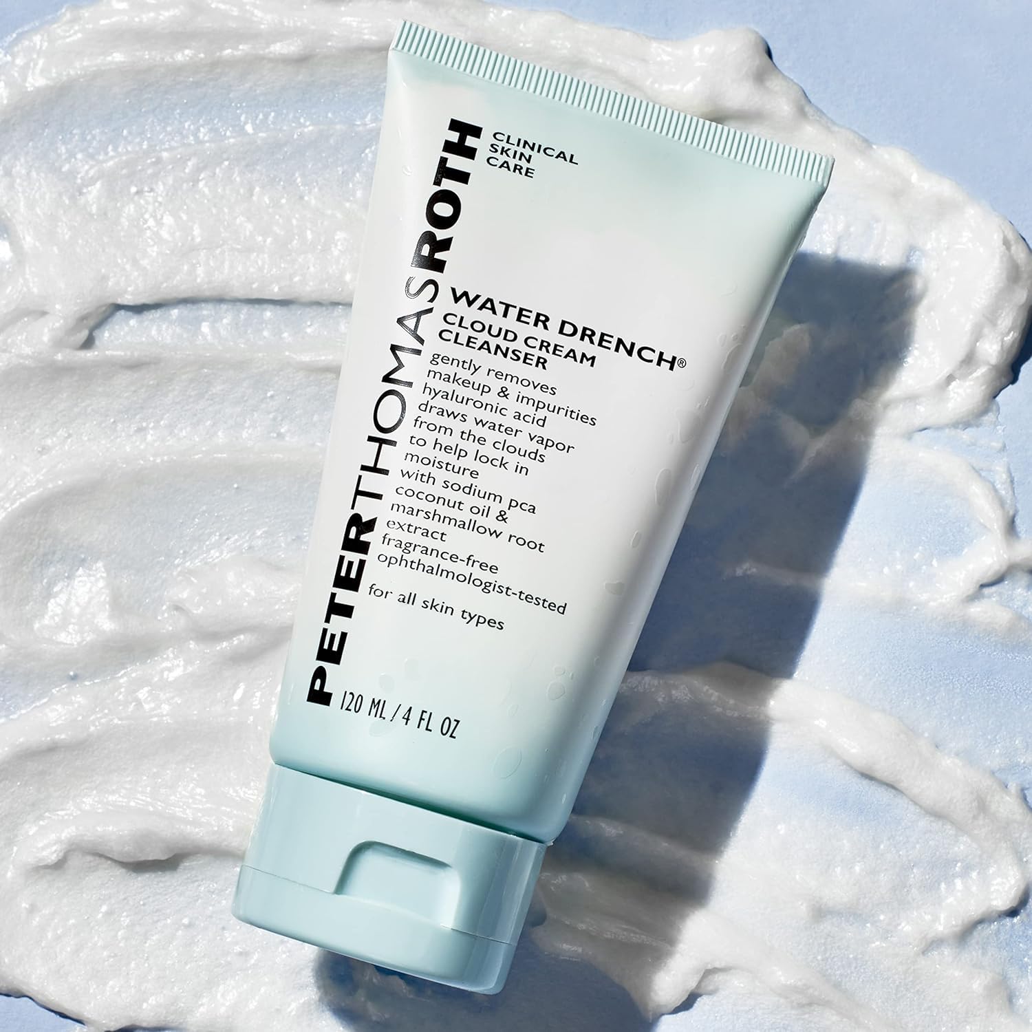 Peter Thomas Roth | Water Drench Cloud Cream Cleanser | Hydrating Face Wash with Hyaluronic Acid, Gently Removes Makeup and Impurities, 4.06 Fl Oz