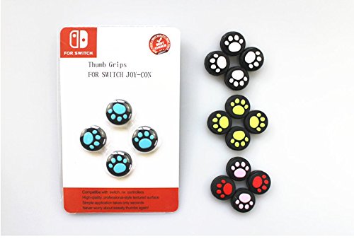 Replacement Cat Paw Silicone Analog Controller Joystick Thumb Stick Grip Cap Cover for Nintendo Switch NS Joy-Con (Blue)
