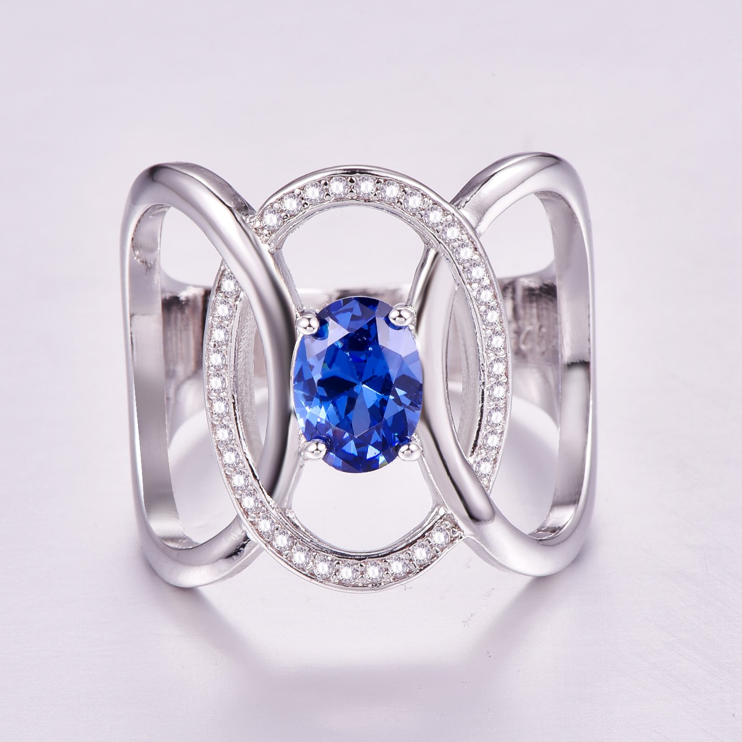 Psiroy 925 Sterling Silver Plated Simulated Tanzanite Knuckle Ring for Women Size 9