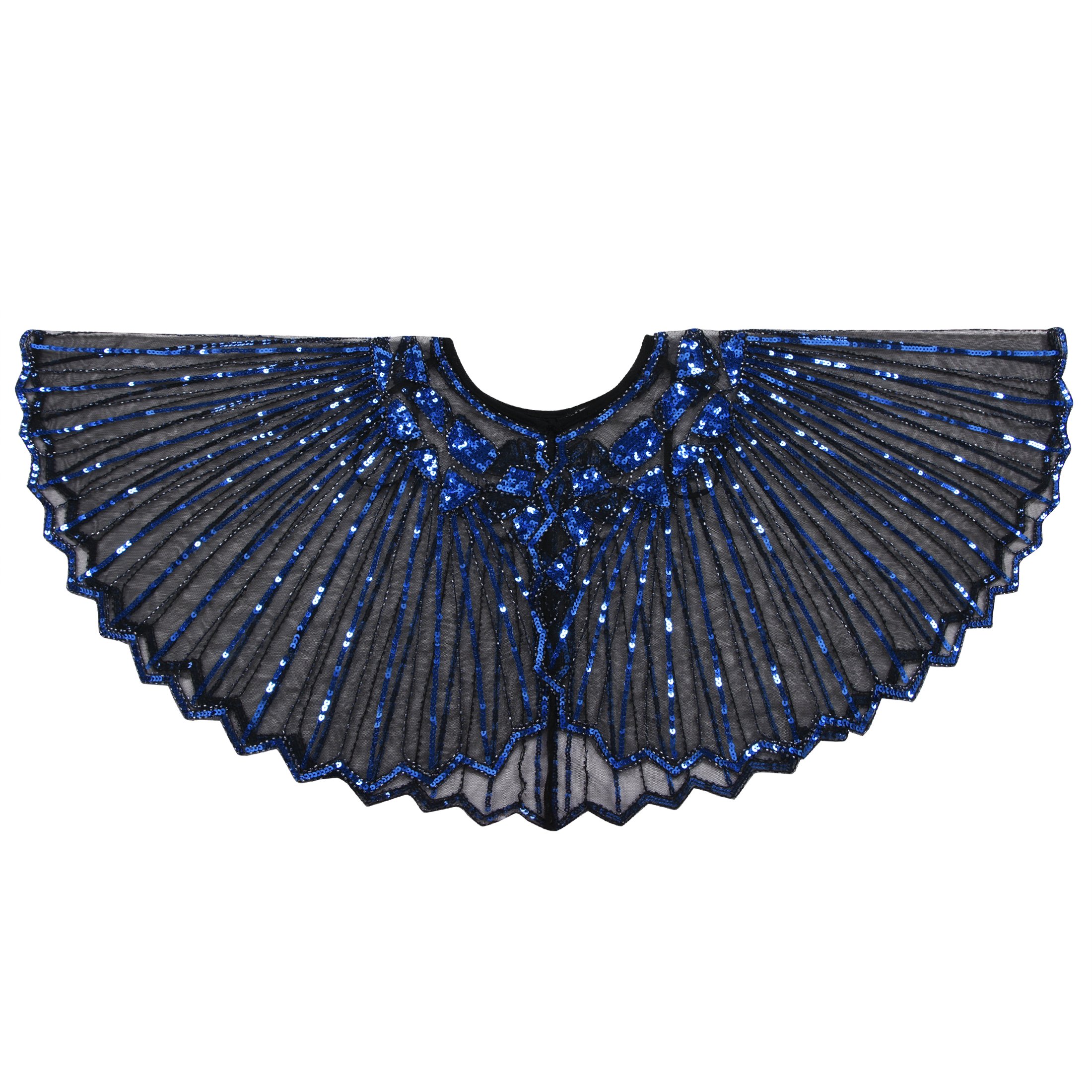 PrettyGuide Women's 1920s Shawl Beaded Sequin Deco Cape Bolero Flapper Cover Up,One Size,Black