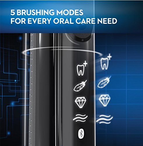 Oral-B 7500 Electric Toothbrush, Black with 3 Brush Heads and Travel Case - Visible Pressure Sensor to Protect Gums - 5 Cleaning Modes - 2 Minute Timer