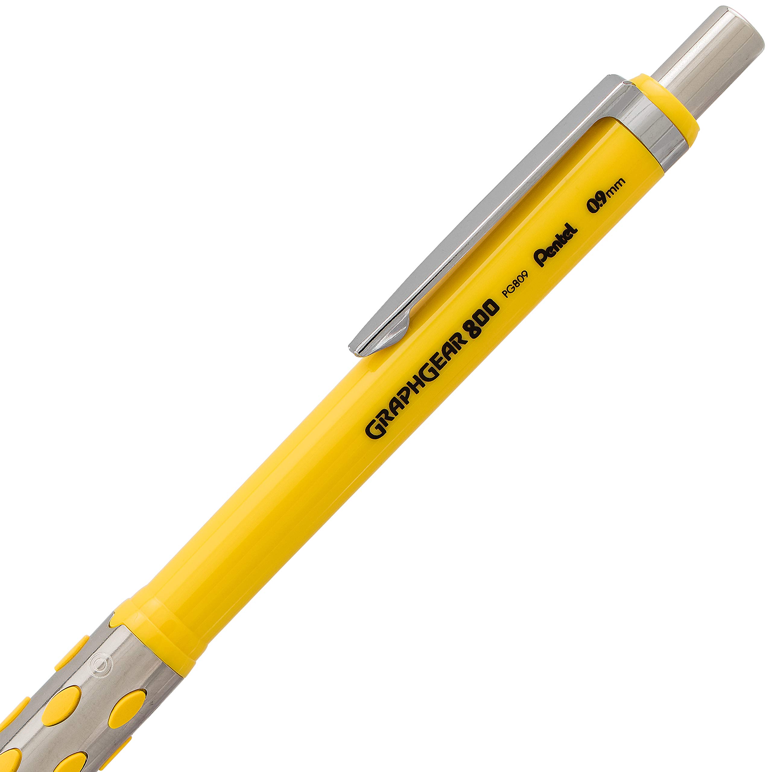 Pentel Graph Gear 800 Mechanical Drafting Pencil, 0.9mm, Yellow Barrel with Lead and Small Block Eraser (PG809LZBP)