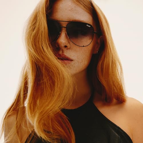 Quay - Sunglasses for Men & Women, Aviator Lenses with UV Protection, Oversized Sunglasses (High Key Large, Black)