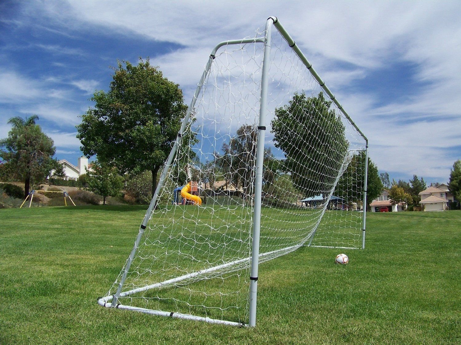 Official Size 24 X 8 X 5 Ft. Steel Soccer Goal. Heavy Duty Frame w/Net. Tournament, Regulation Size. Professional Portable Practice Training Aid. 24 X 8, 24x8(1Net)