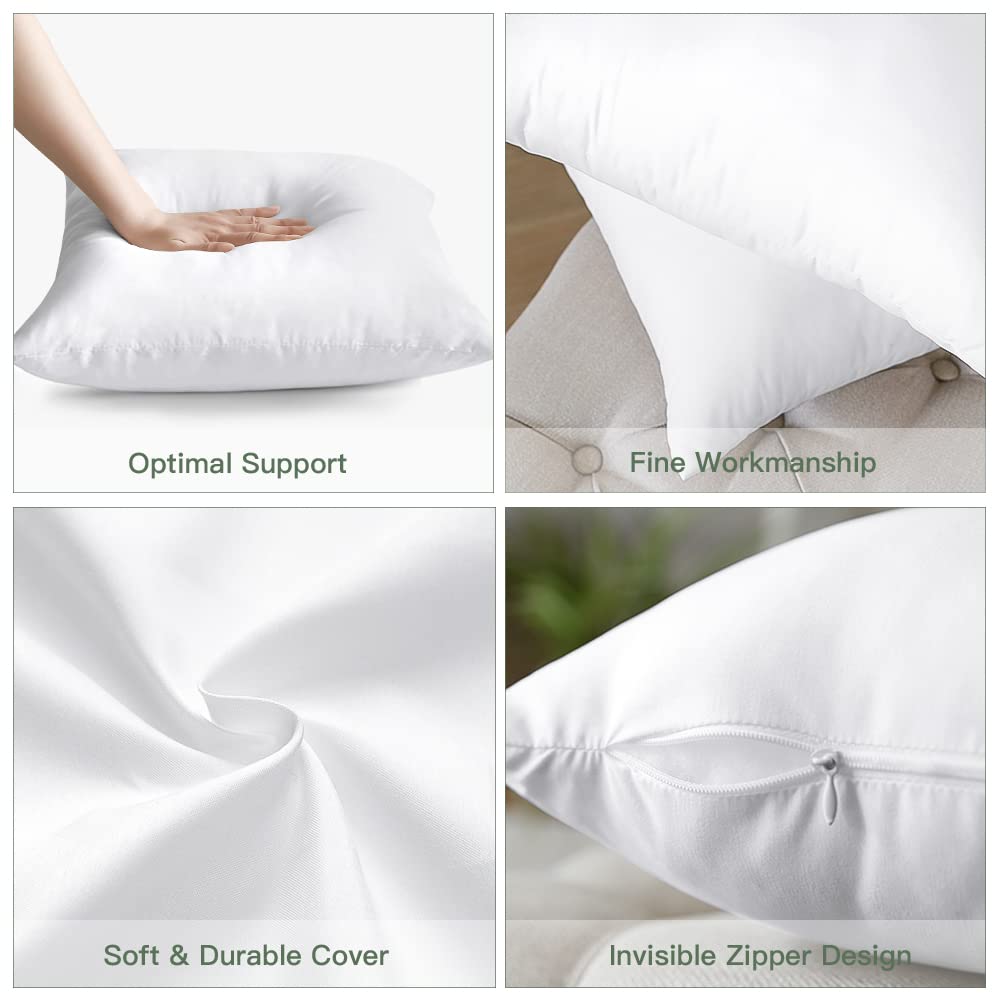 OTOSTAR Pack of 2 Throw Pillow Inserts, 18 x 18 Square Cushion Inner Soft Fluffy Plump Stuffer Cushion Pads White Decorative Pillow Inserts