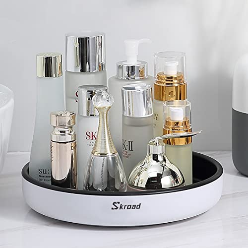 Skroad Turntable Cupboard Organizer,Lazy Susan,Multi-Functional Spice Rack Rotating Spice Rack for Kitchen Storage, Revolving Condiment Holder, Non-Slip Storage Racks，1 Pack-10 Inch Grey&White