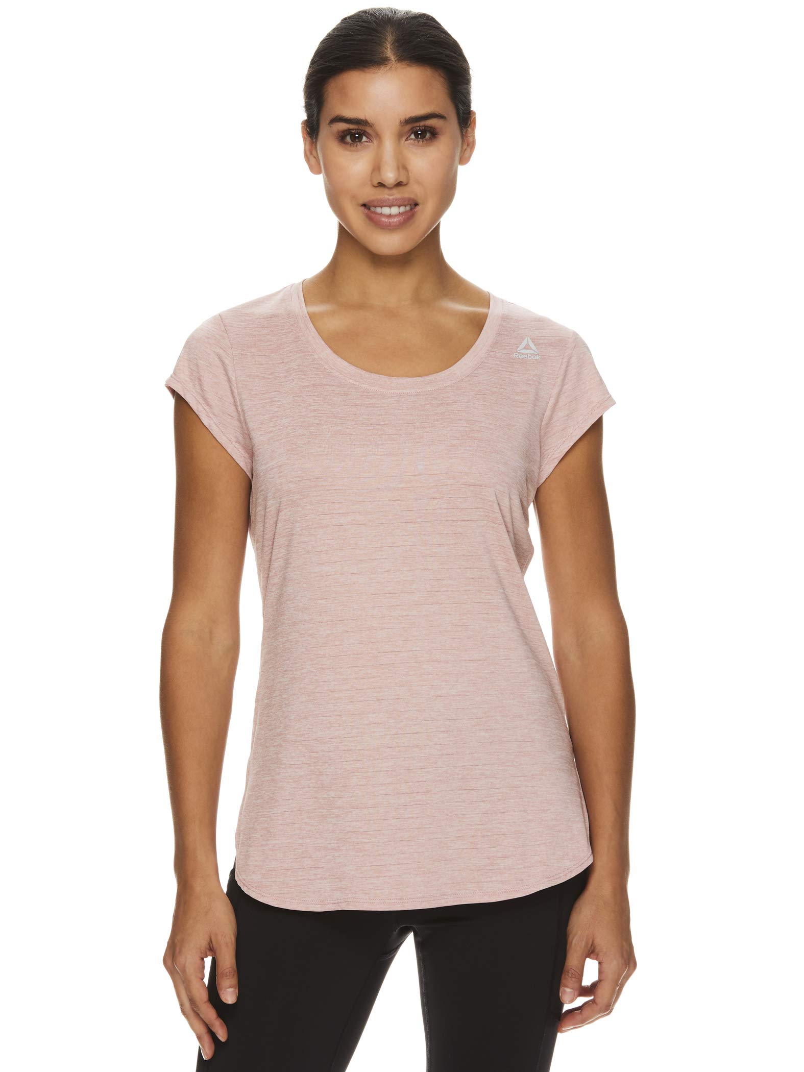 Reebok Women's Legend Running & Gym T-Shirt - Performance Short Sleeve Workout Clothes for Women - Pale Mauve Heather Legend Pink, Medium