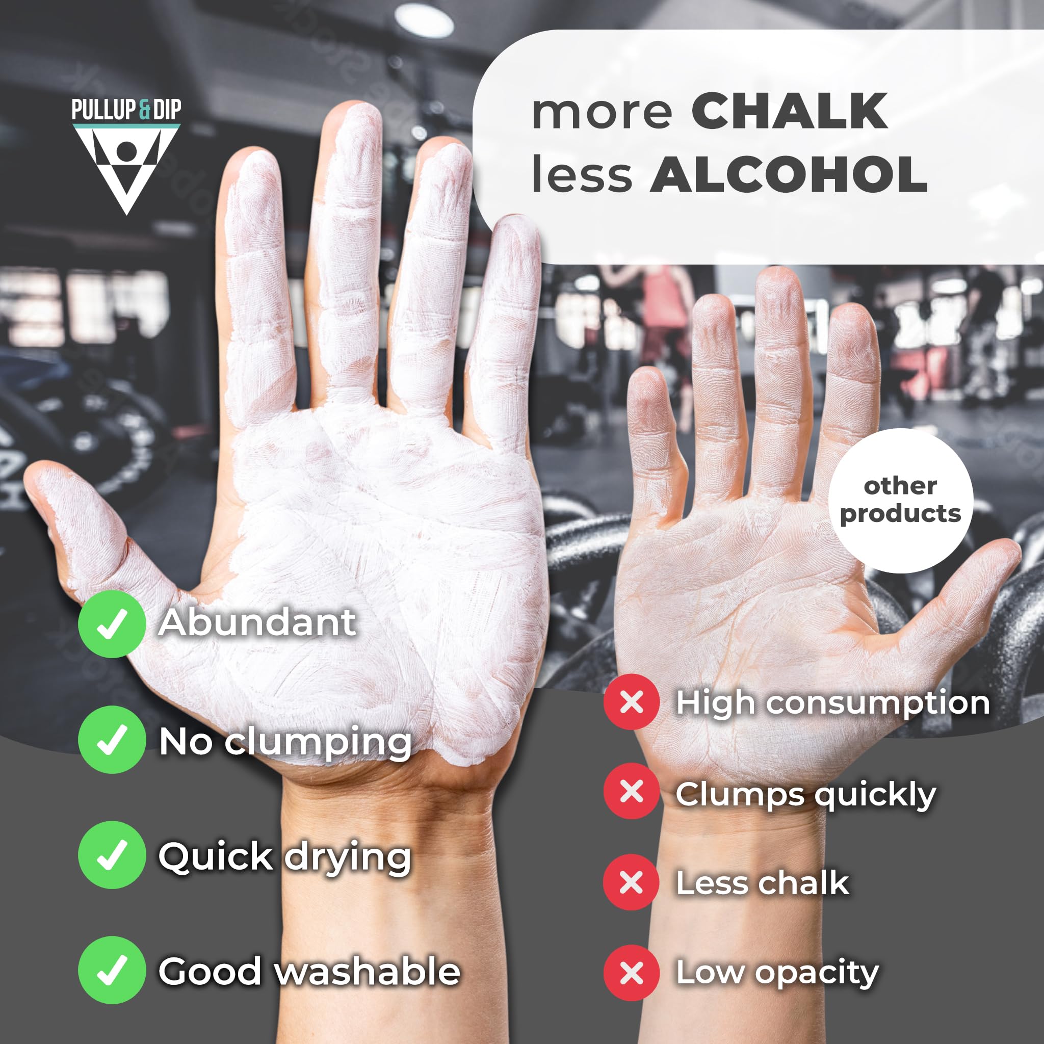 PULLUP & DIP Liquid Chalk Gym Chalk for Calisthenics, Climbing, Bouldering, Crossfit, Weightlifting, Gymnastics | Sweat-Free Grip | Sports Chalk Fast Drying,Extra Strong (1 x 200ml)