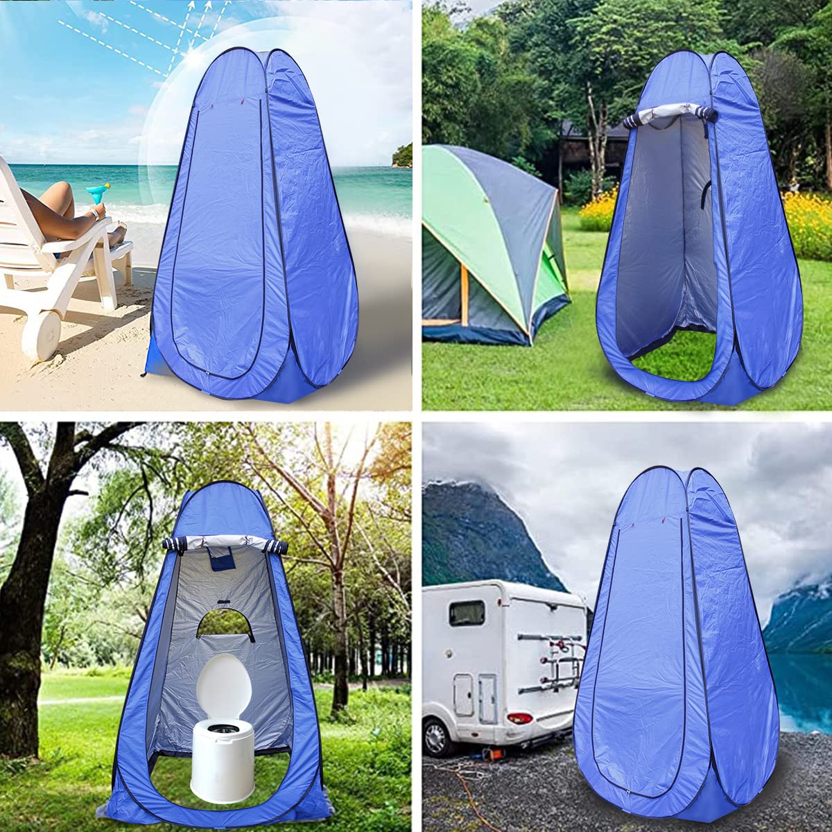 Petgin Pop Up Tent Upgrade Privacy Shower Tent Portable Outdoor Sun Shelter for Toilet Camping Biking Beach-Blue