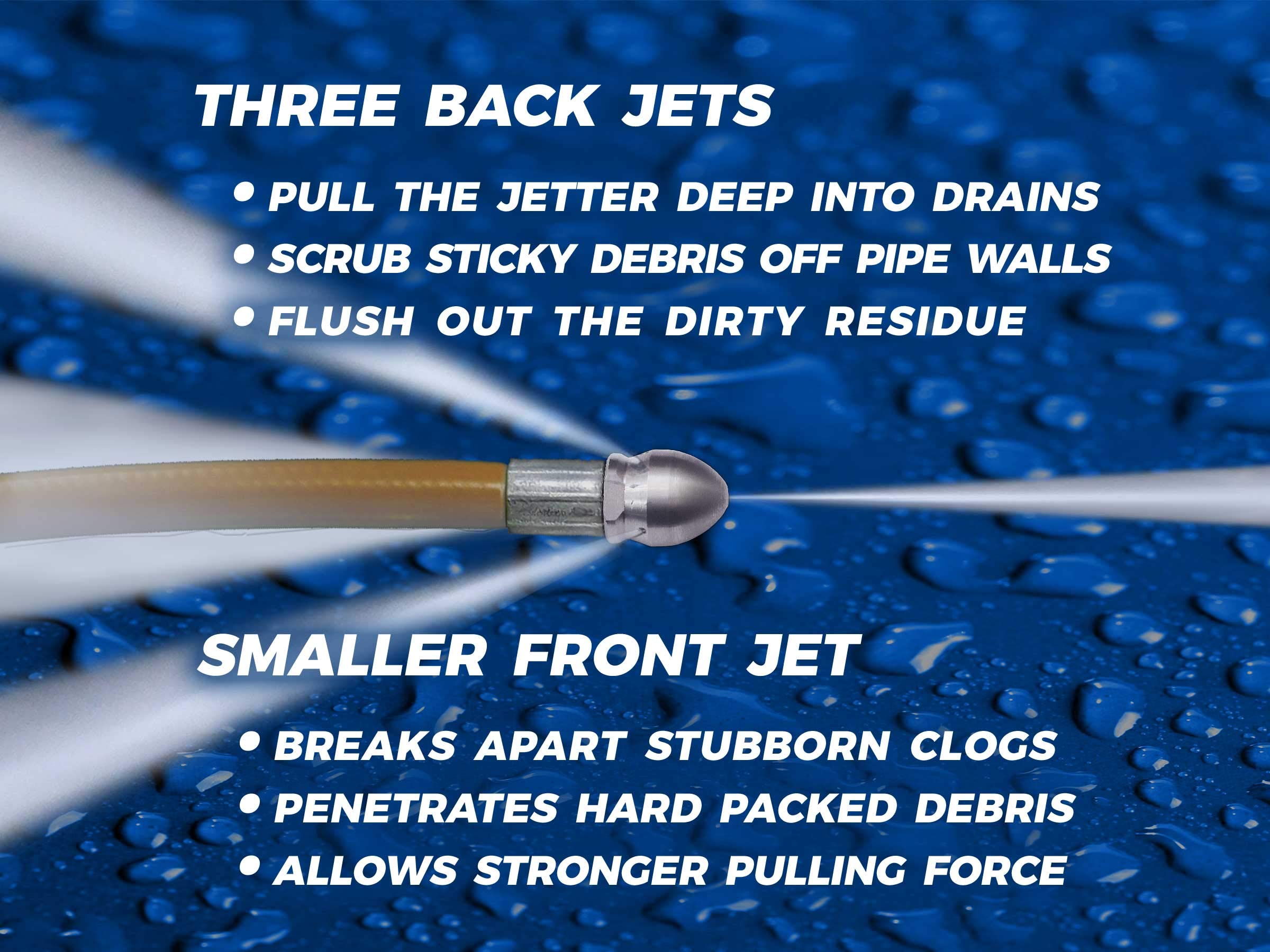 SEWER JETTER - 100 FT Premium Drain Cleaner for Your GAS Pressure Washer (Up to 2.8 GPM) by SewerFlex