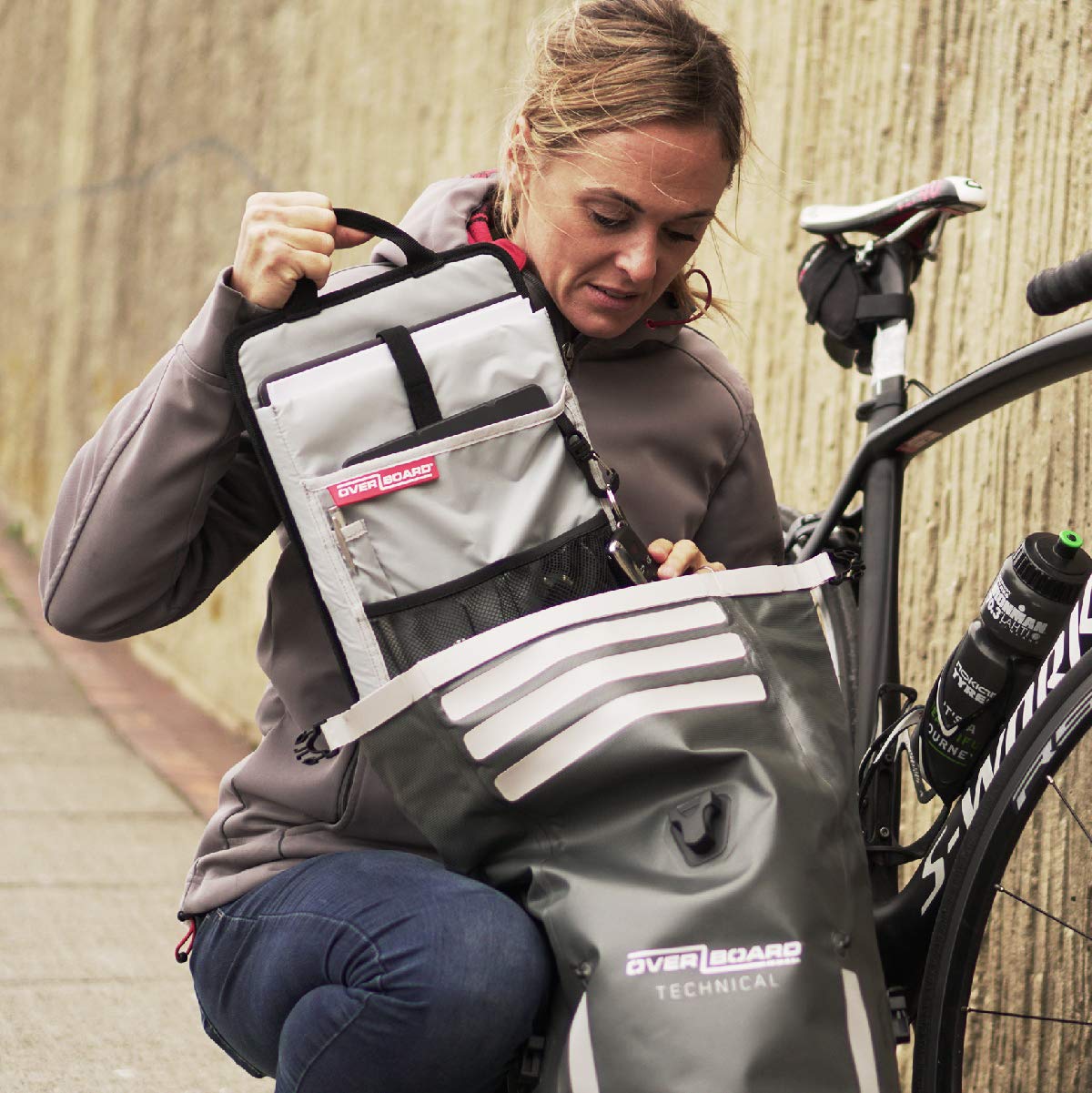OverBoard Laptop Tidy Dry Bag, Black/Gray