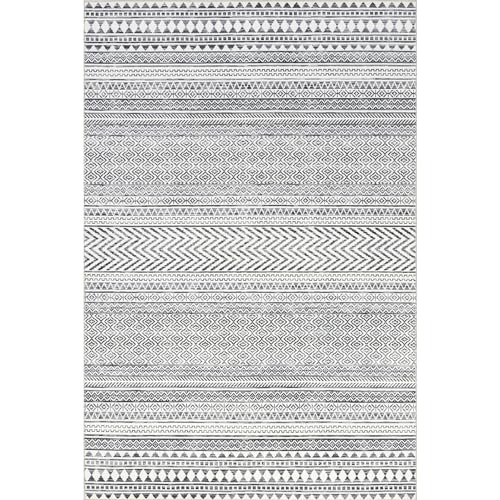 nuLOOM Kira Machine Washable Tribal Geometric Ultra Thin Area Rug, 4x6, Grey