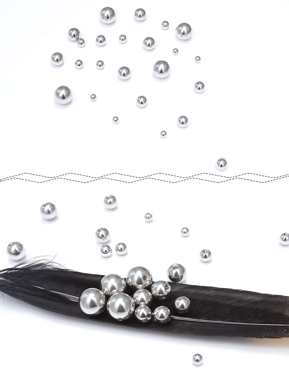 Prjndjw 25Pcs 14G Replacement Balls Externally Threaded Surgical Steel Balls Industrial Barbell Tongue Nipple Belly Button Piercing Rings Parts 3MM 4MM 5MM 6MM 8MM