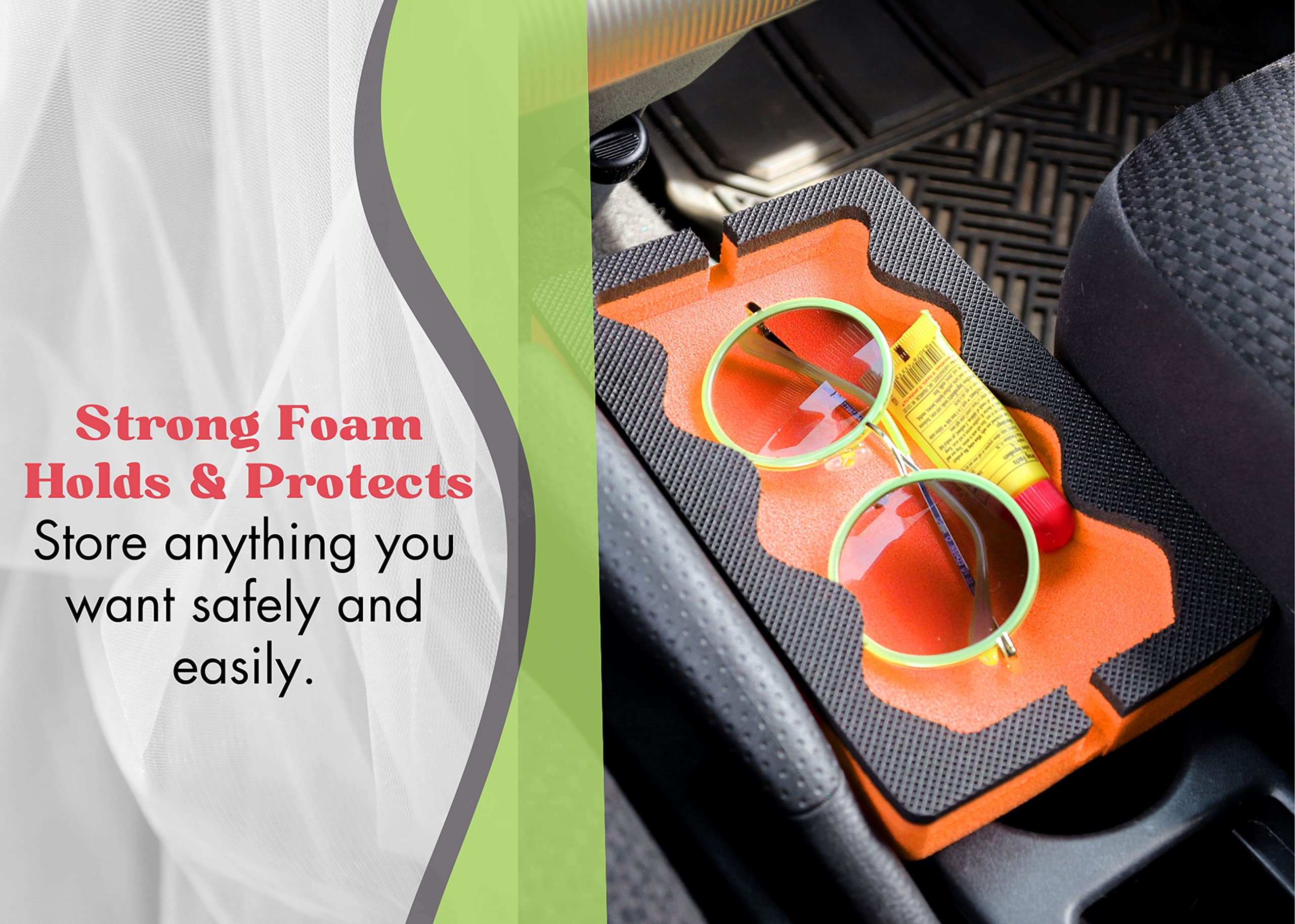 Polar Whale Car Phone Holder and Storage Tray Cup Insert Modern Style Universal Expander Extender Holds Small Items Organizer Orange and Black High Density Foam