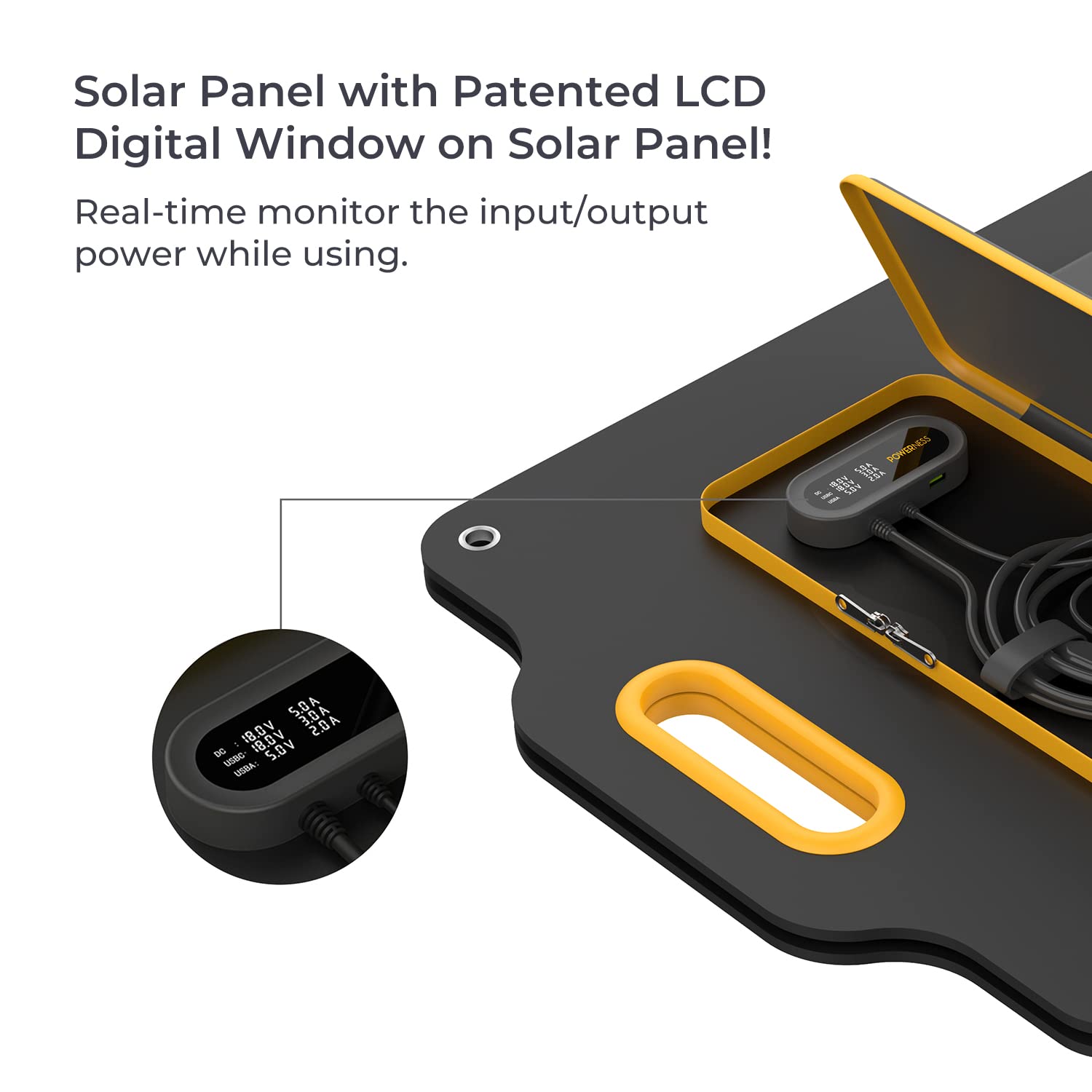 Powerness 120W Portable Solar Panel with DC7909(8mm) to XT60 Female/DC8020 Male/Anderson Male Adapter