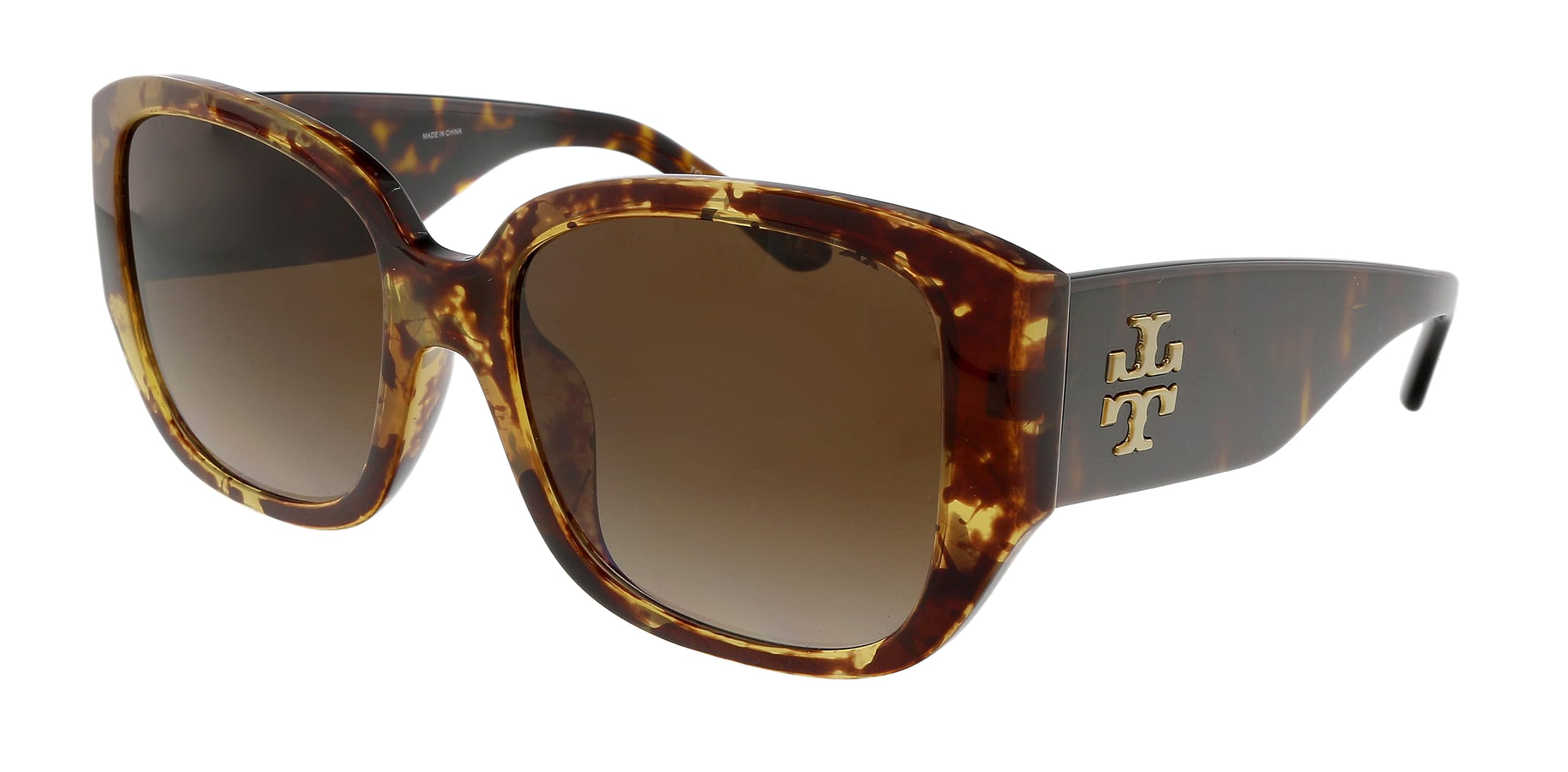 Tory Burch Women's Round Fashion Sunglasses, Dark Tortoise/Brown Gradient, One Size