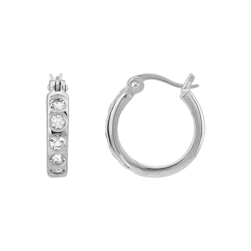 Silpada 'April Birthday Wish' White Topaz Huggie Hoop Earrings in Sterling Silver