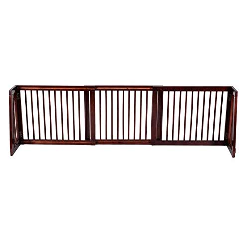 Pet Gate Folding Adjustable Free Standing 3 Panel Wood Fence