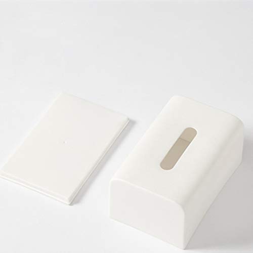 QIAOLI Tissue Dispenser Home Desktop Tissue Box Holder Simple Arc Plastic Rectangular Living Room Dining Room Bedroom Office Paper Storage Box Tissue Box (Color : White, Size : S)