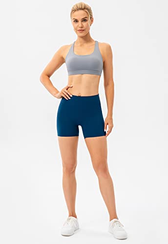 Ukaste Women's Strappy Sports Bra Medium Support Yoga Running Training Bras (Blue Gray, 4)