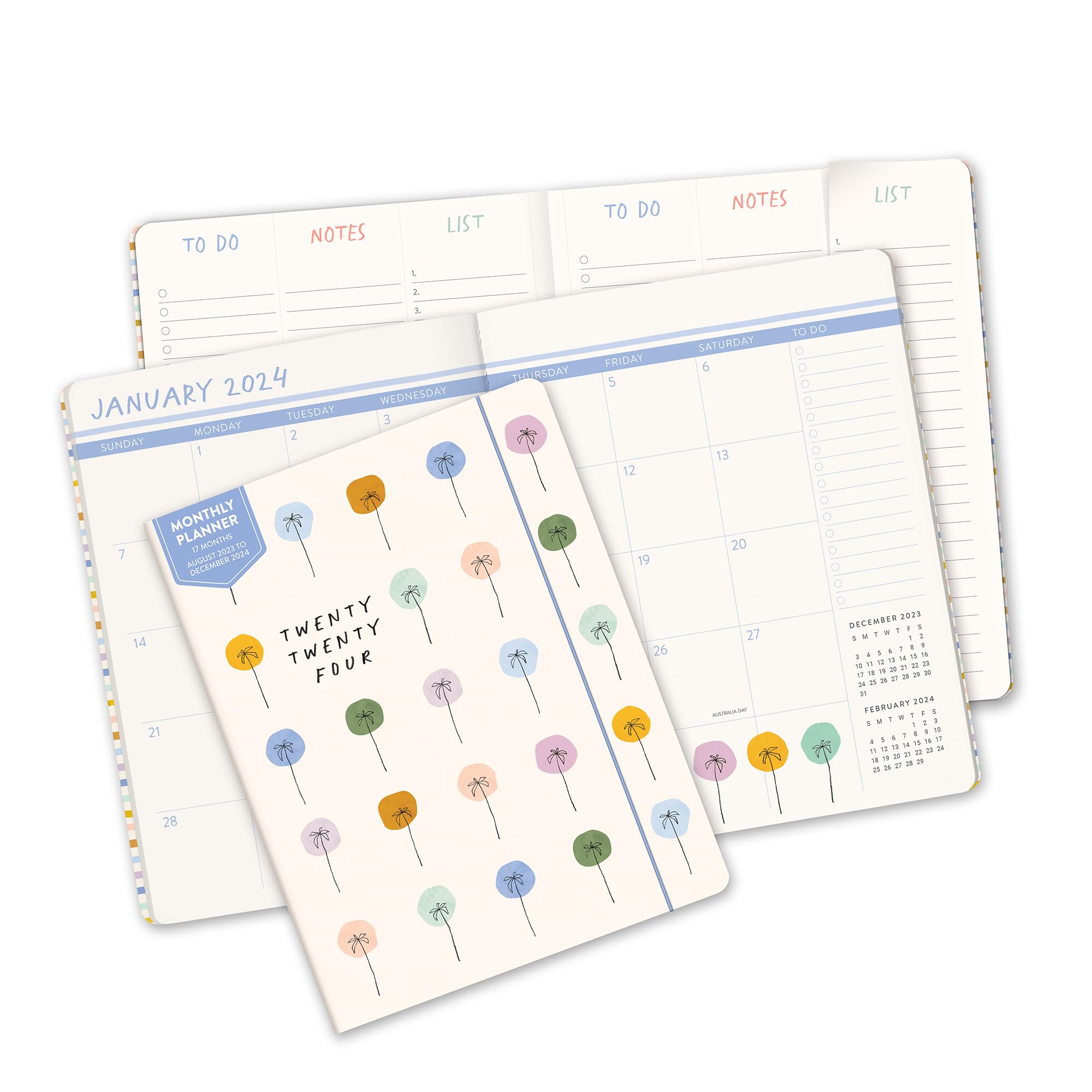 Orange Circle Studio Planner 2024, Just Right Monthly Calendar, Cute Notebook for To Do List, Appointment Book for Planning, With Storage Pocket & Elastic Closure, 17-Month Agenda for School/Work,