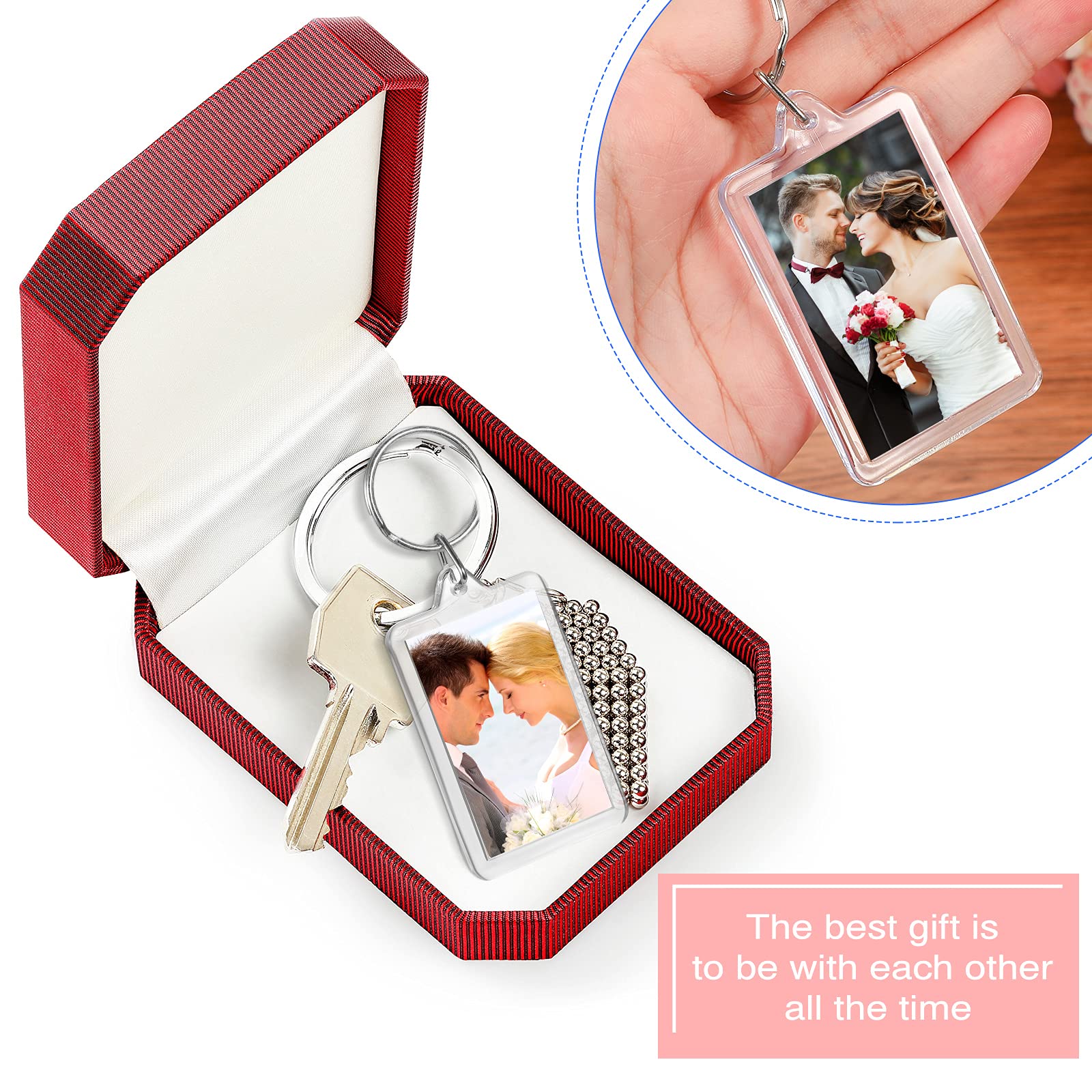 Yaomiao Acrylic Photo Frame Keychain Holder Photo Picture Insert Blank Keyring for DIY Craft(1.3 x 2 Inch,50 Pieces)